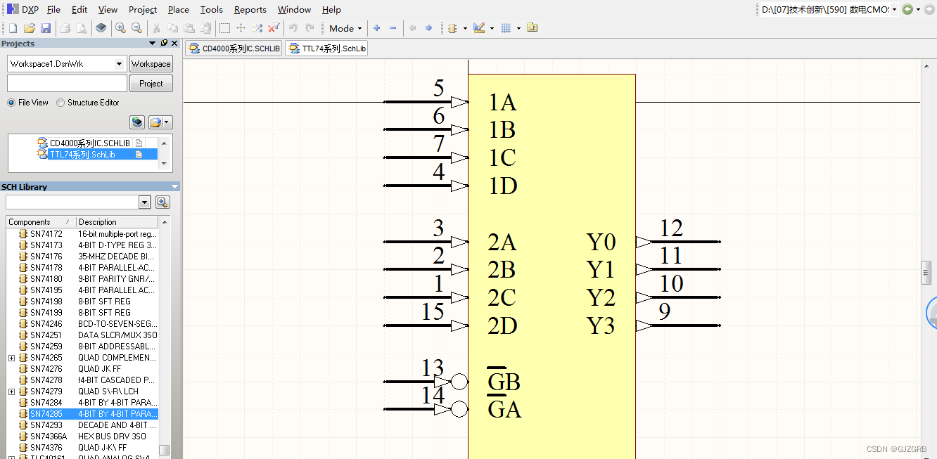 常用数字电路 CMOS TTL74系列 CD4000系列芯片AD原理图封装库（原理图器件库合集）_ad中74系列元件库-CSDN博客
