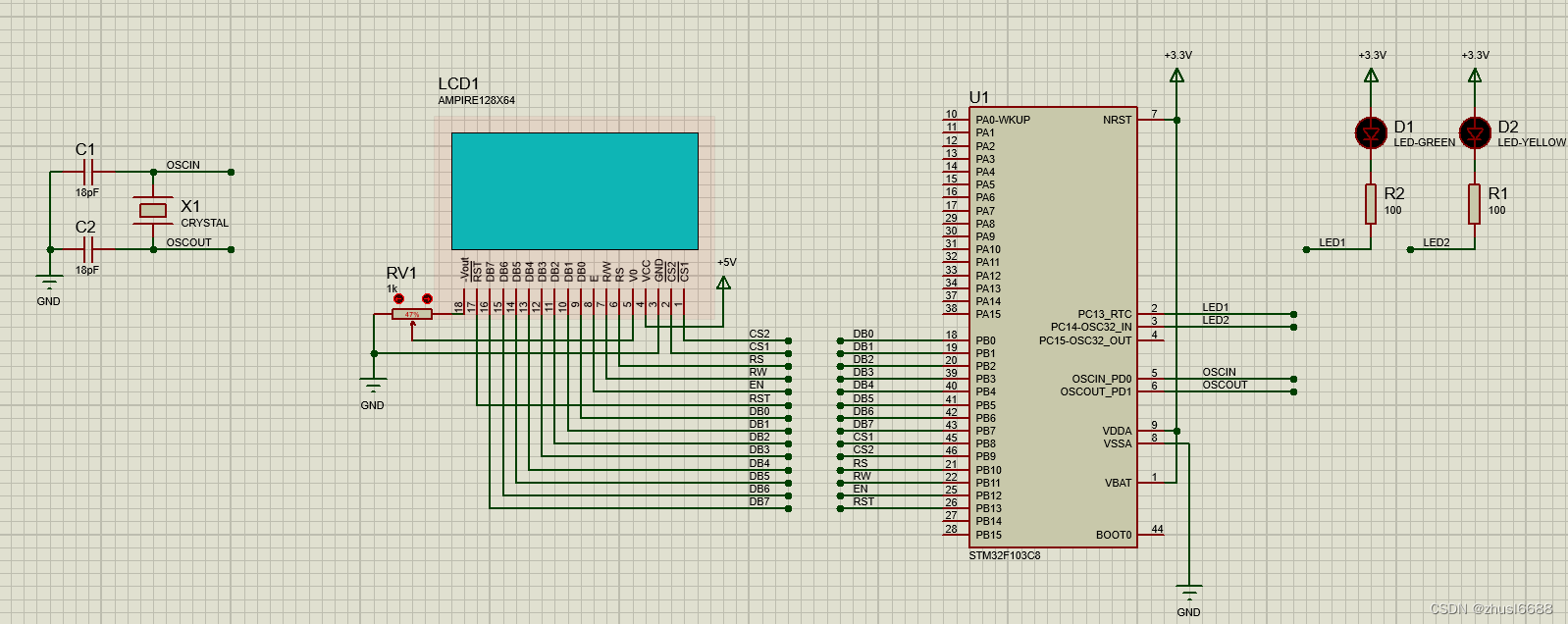 Proteus8.0仿真应用设计（三）基于FreeRTOS、STM32F103C8的LCD12864应用设计仿真_12864proteus仿真-CSDN博客