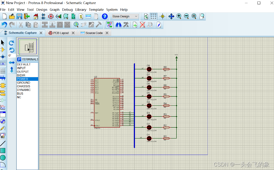 基于Proteus8软件，设计LED流水灯电路_proteus 8-CSDN博客