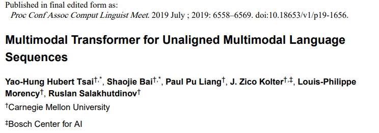 【论文精读】| MulT —— Multimodal Transformer for Unaligned Multimodal Language Sequences_mult多模态模型-CSDN博客
