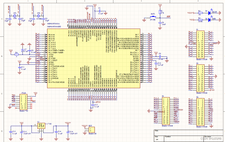 基于msp430f5438单片机 最小系统评估板硬件（原理图pcb）工程文件，ad09设计的工程文件设计题目msp430评估板设计 Csdn博客