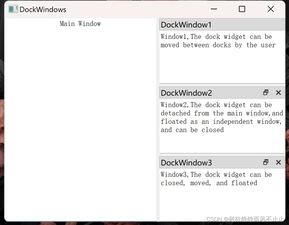 六、停靠窗口 QDockWidget（Qt5 GUI系列）_qwidget外停靠窗口-CSDN博客