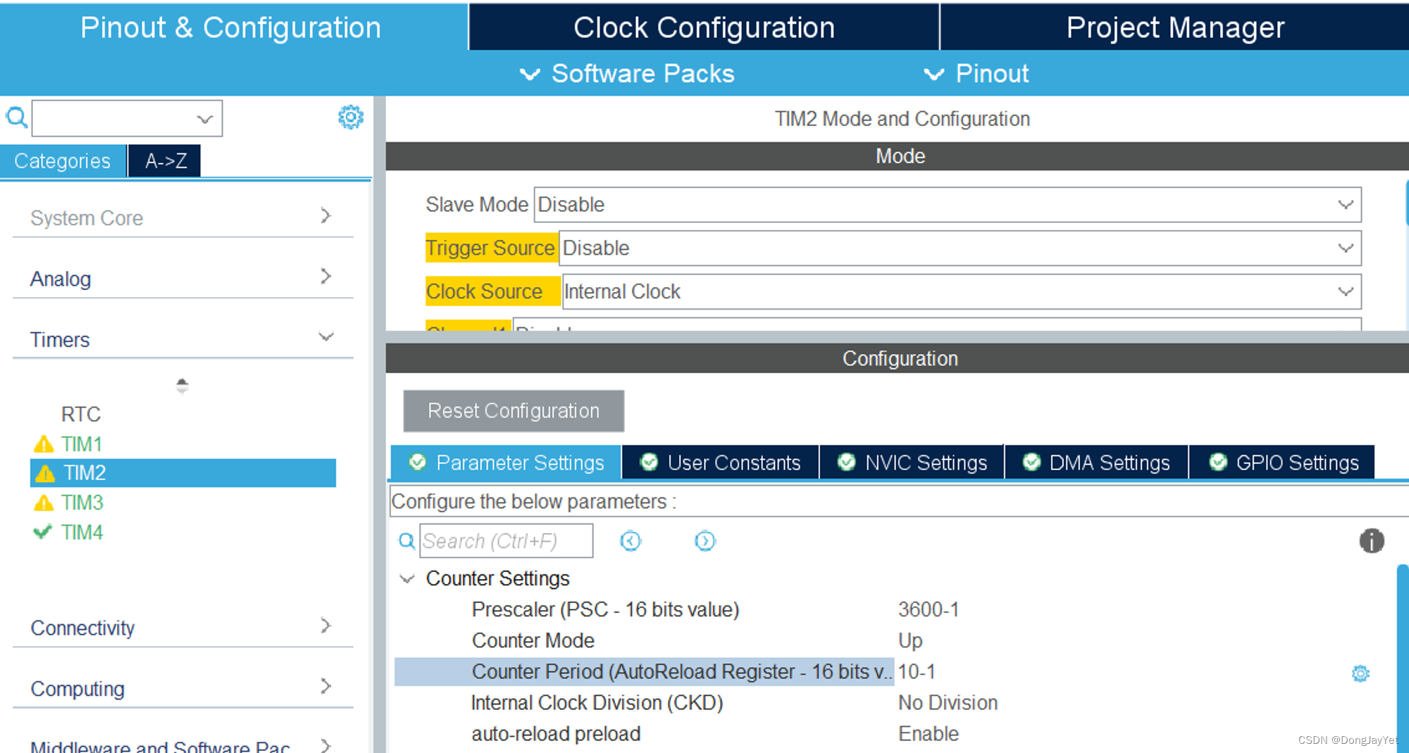 Stm32f103 Stm32cubemx 配置定时器 Timer 产生定时中断stm32mx配置定时器中断代码 Csdn博客