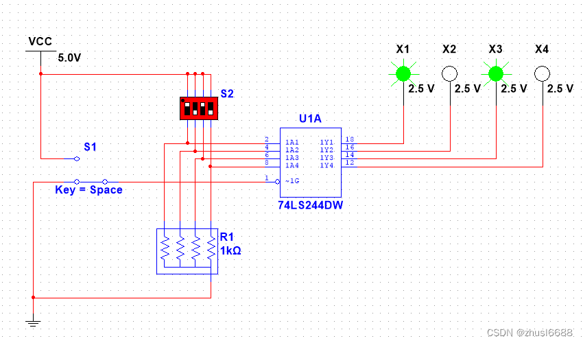 Multisim14.0仿真应用设计（九十八 ）74LS244 3态8位缓冲器 应用仿真_multisim缓冲器在哪里-CSDN博客