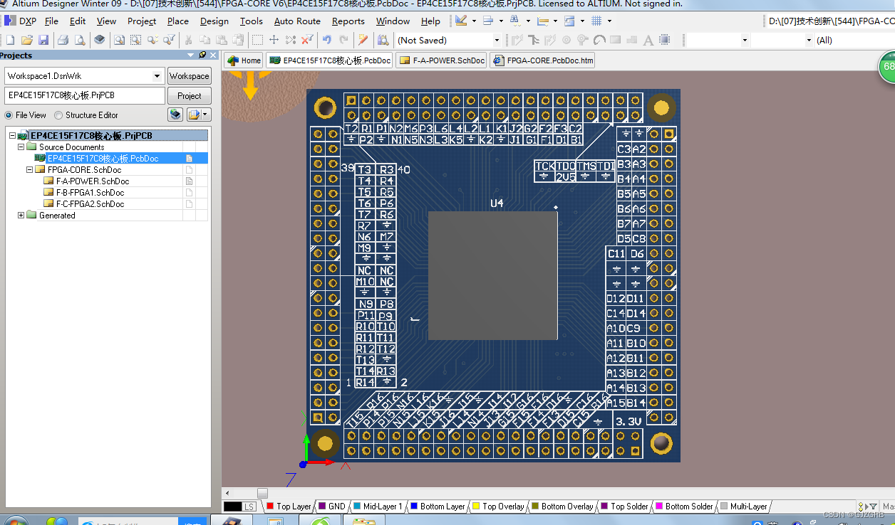 Altera cyclone4 FPGA-EP4CE15F17C8核心板硬件（原理图+PCB）工程文件，AD09设计的项目工程文件_ep4ce15f17c8芯片引脚图-CSDN博客