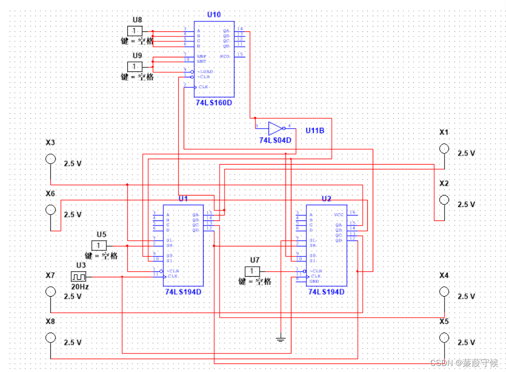 74LS160和74LS194设计流水灯循环_74ls194彩灯依次亮8彩灯-CSDN博客
