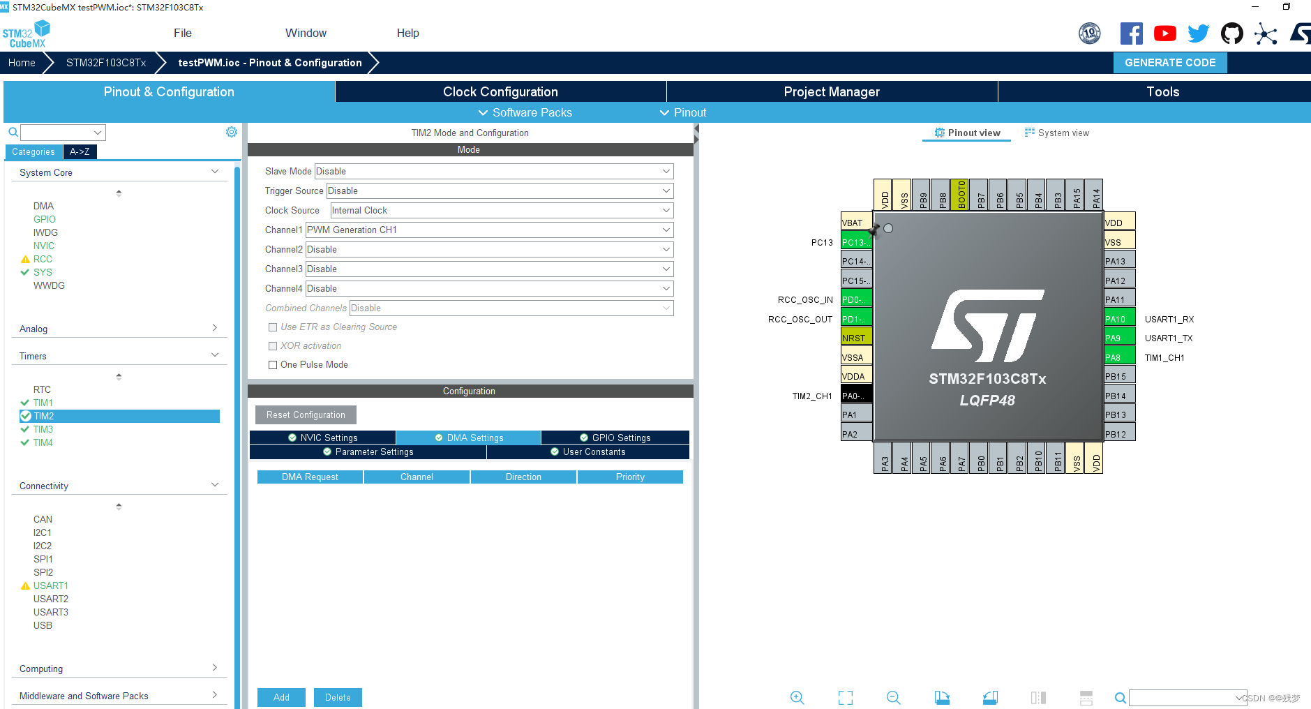 75、stm32定时器PWM输出指定脉冲数_stm32 pwm能设置输出脉冲个数吗-CSDN博客