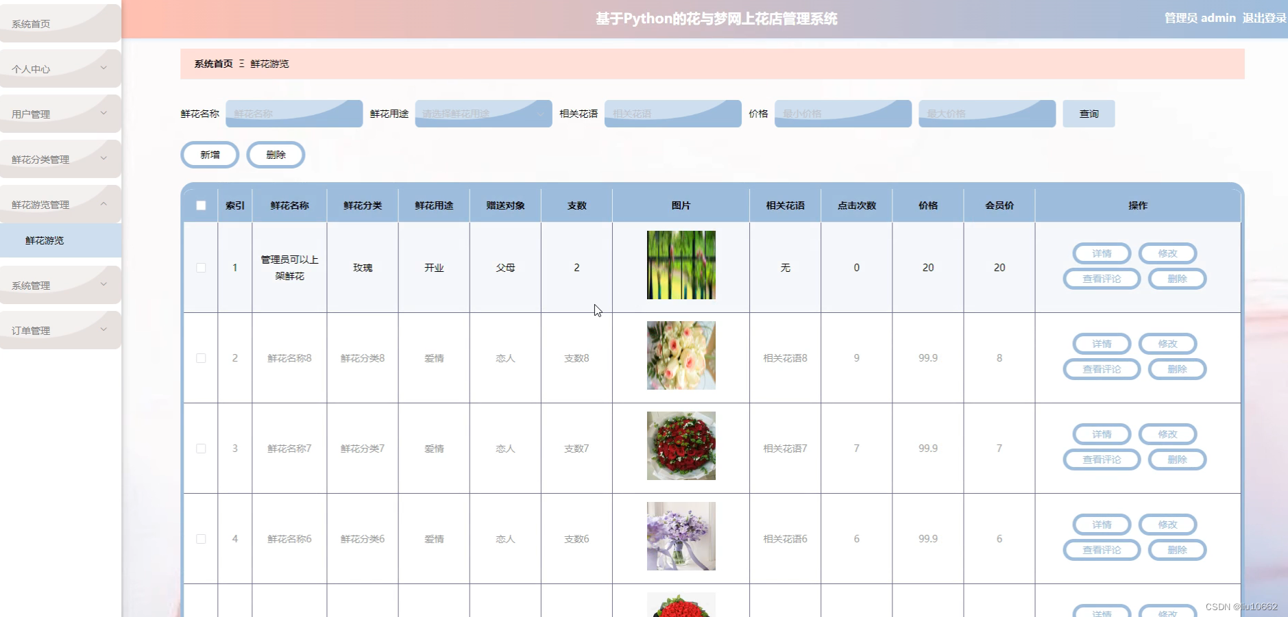 Django基于python的花与梦网上花店管理系统程序开题python实现花店花品的信息管理系统 Csdn博客