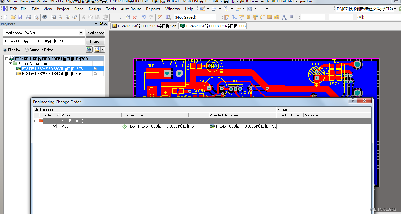 基于FT245R芯片 USB转FIFO接口硬件（原理图+PCB）文件_ft245原理图-CSDN博客