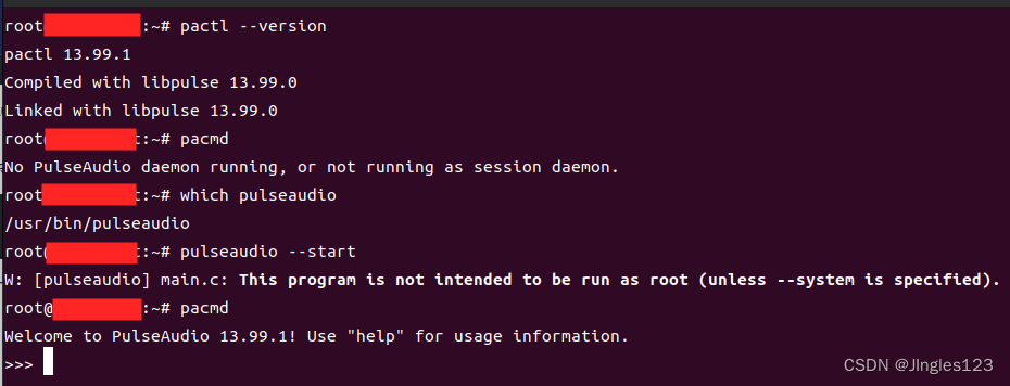 pulseaudio使用pacmd命令进入pa设置界面，提示“No Pulseaudio daemon running, or not running as session daemon ...
