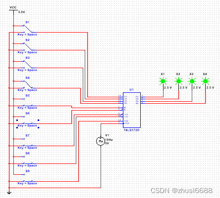 Multisim14.0仿真应用设计（三十八）74LS173 4位D触发器应用仿真_multism d触发器-CSDN博客