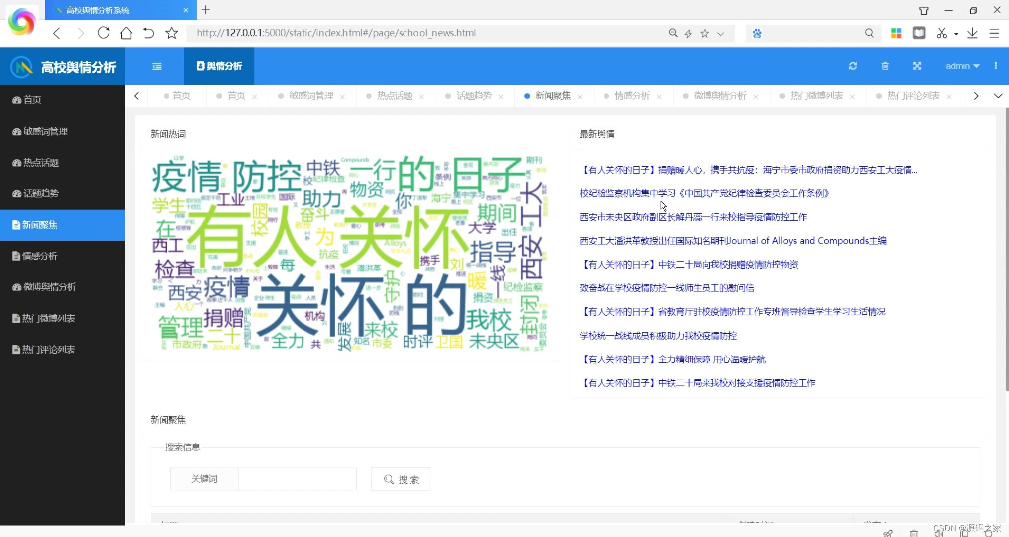 毕业设计:python高校舆情分析系统可视化情感分析 舆情分析flask框架(源码) Csdn博客