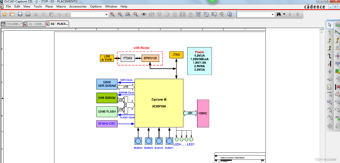 基于cyclone3系列 EP3C25+SDRAM+SSRAM FPGA开发板CADENCE ORCAD设计硬件(原理图+PCB)文件_cadence cyclone-CSDN博客