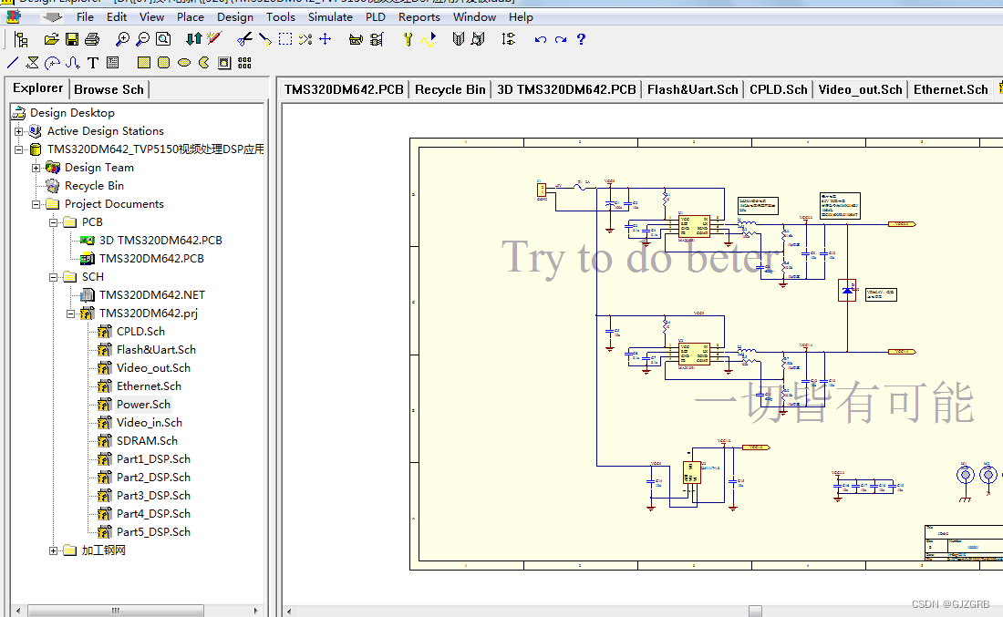 基于TMS320DM642 TVP5150视频处理DSP应用开发板protel设计硬件（原理图+PCB）文件-CSDN博客