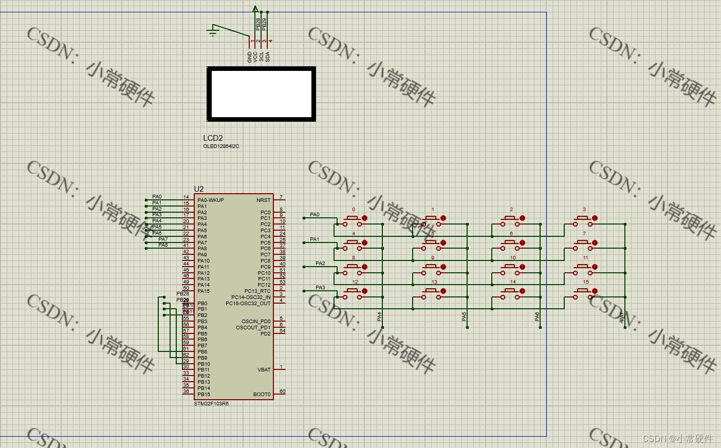 Proteus仿真实例基于stm32单片机的简易计算器(仿真文件程序)24 32f 63stm32计算机0到9加减乘除代码 Csdn博客
