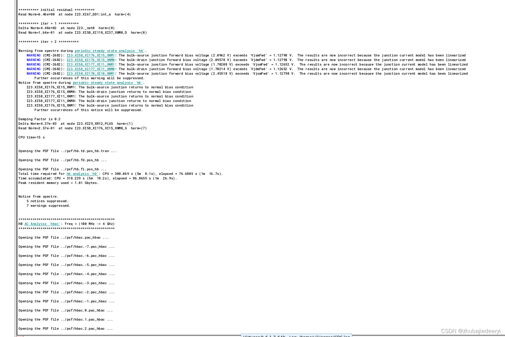 模拟/射频仿真warning求助cadence virtuoso spectre_the bulk-source junction forward bias voltage (764-CSDN博客
