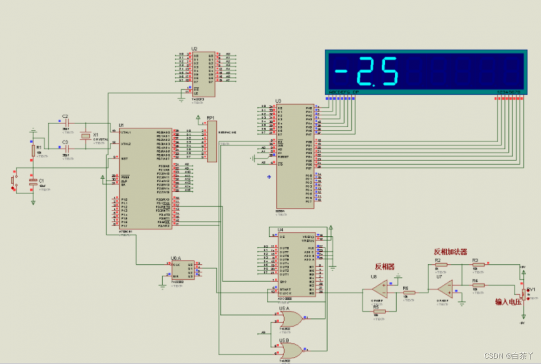 基于51单片机的电压表【正负5V，8255,ADC0808，扩展接线】（仿真）_单片机+5v的英文代码-CSDN博客