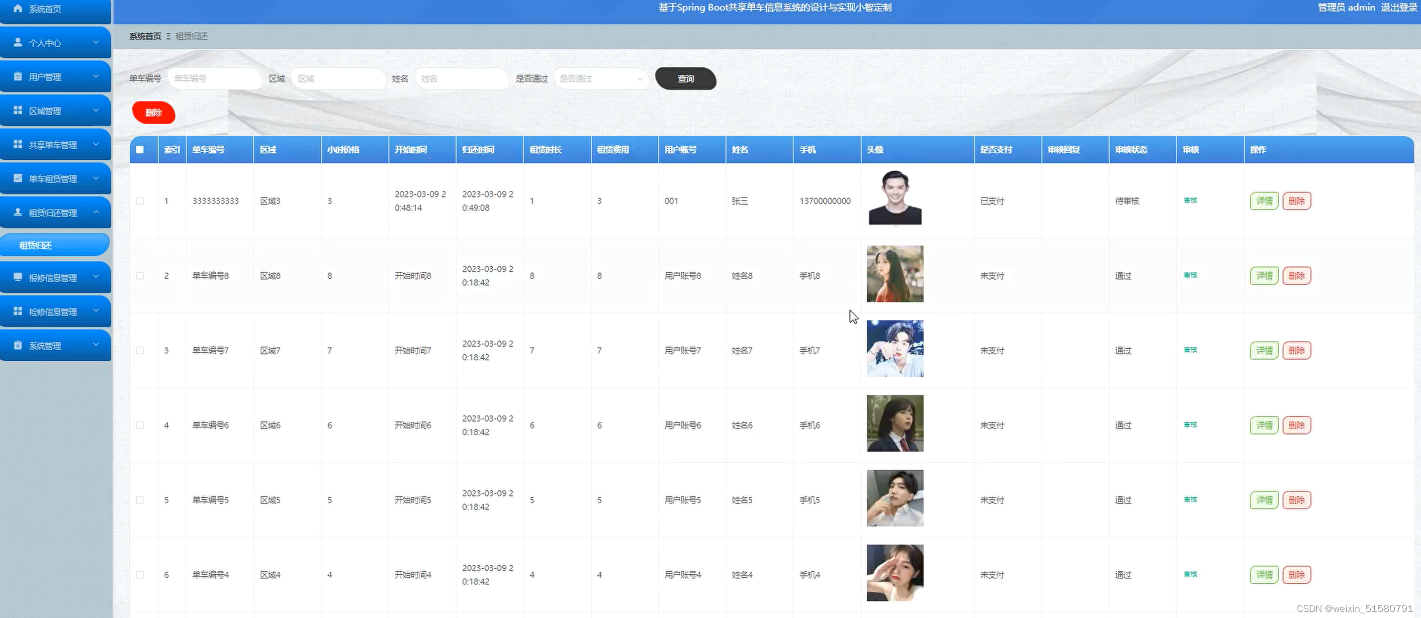 基于springboot Vue共享单车信息管理系统(项目源码论文环境配置教程)共享自行车后台管理模板 Csdn博客