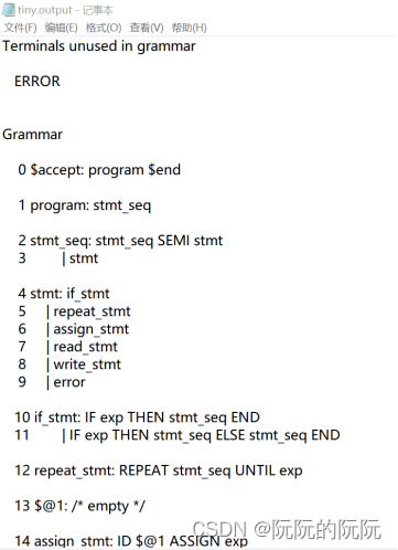 编译原理——实验3：基于YACC的TINY语法分析器的构建_yacc语法分析器-CSDN博客