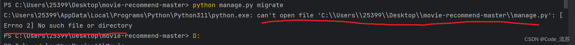 填坑记3：Django报错记录：can‘t open file ‘...\\manage.py‘: [ Errno 2] No such file or directory_can't ...