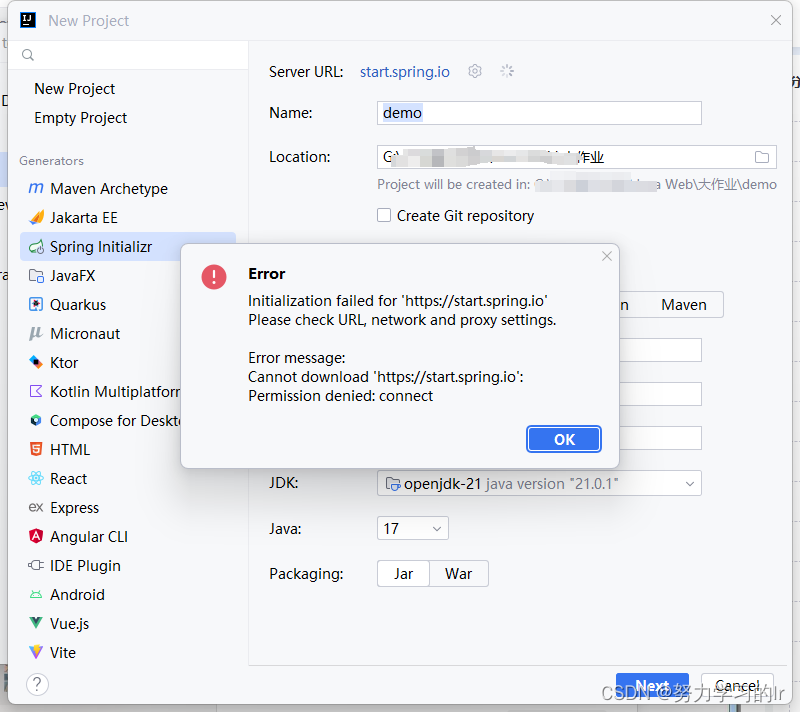 使用IDEA2023创建springboot项目,提示https://start.spring.io/连接不上解决方式_idea 2023创建springboot maven项目 ...