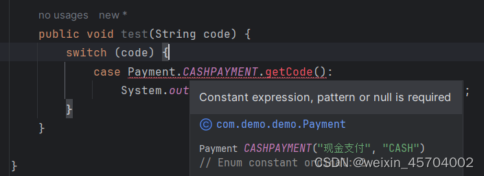 JAVA8在switch语句中使用枚举编译出错“Constant expression, pattern or null is required“，以及如何在switch中使用枚举的方案-CSDN博客