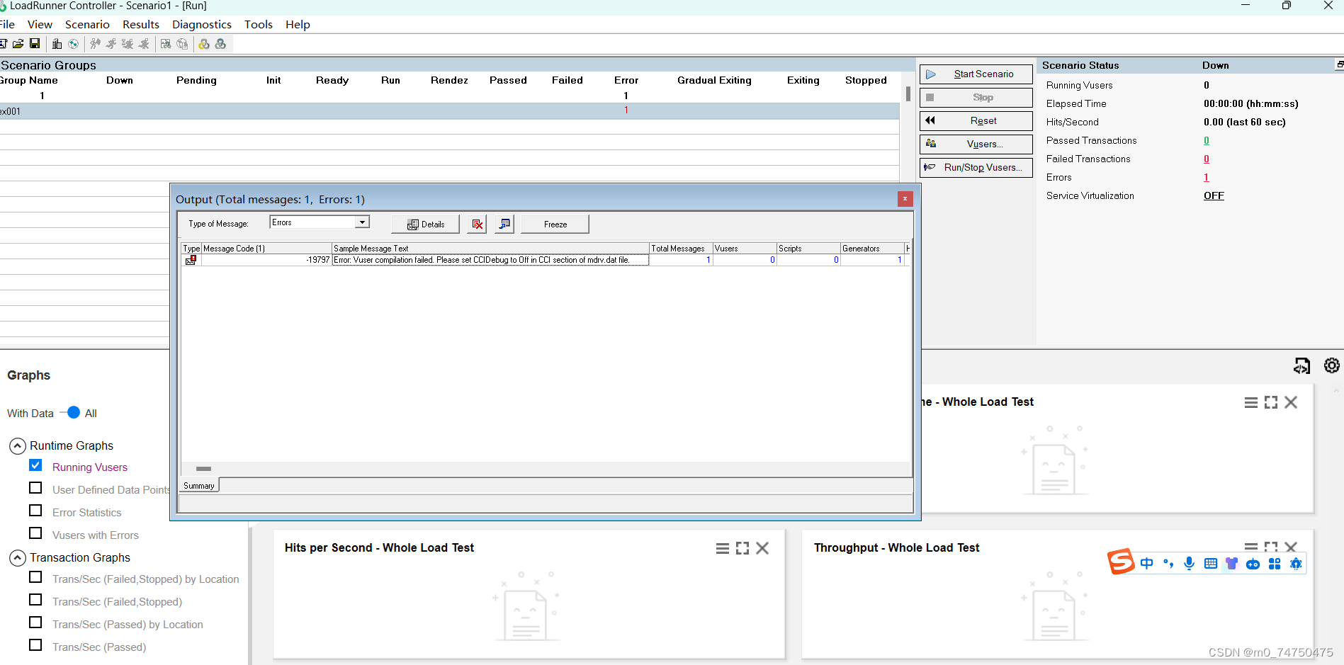 LoadRunner Controller:Unable to enter critical section或者-19797或者 Error: Vuser compilation fail ...