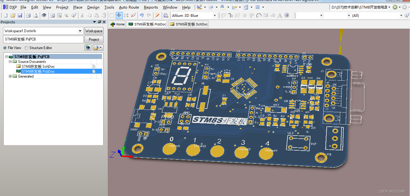 基于STM8S105单片机STM8评估开发板硬件（原理图+PCB+BOM)工程文件，AD09设计的工程文件-CSDN博客