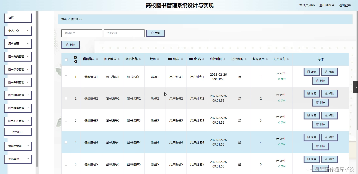 Java计算机毕业设计高校图书管理系统设计与实现（附源码springboot开题论文部署）本校图书馆管理系统的设计与实现毕业设计方案