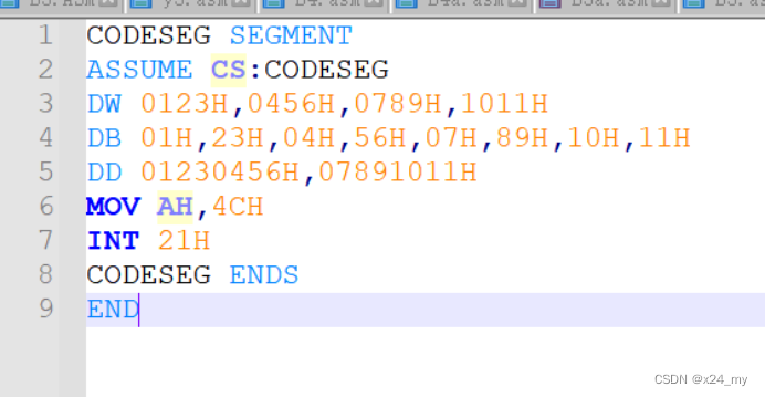 【汇编语言程序设计】实验2 汇编命令（伪指令）实验伪指令实验 Csdn博客