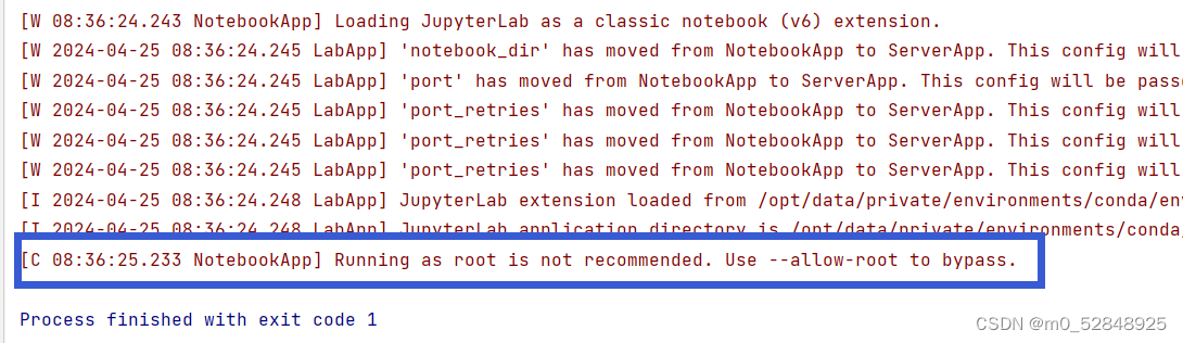 【远程使用jupyter】报错: Running as root is not recommended. Use --allow-root to bypass-CSDN博客