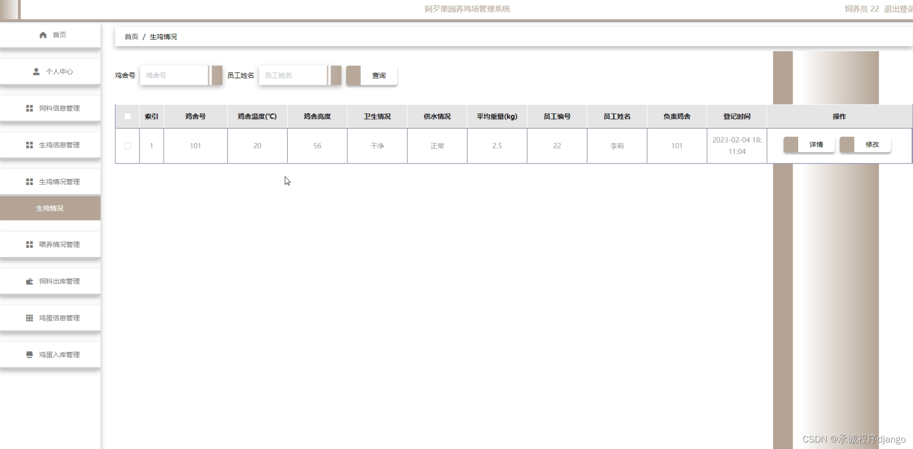 【附源码】django计算机毕业设计阿歹果园养鸡场管理系统源码mysql论文养鸡场管理软件 Csdn博客