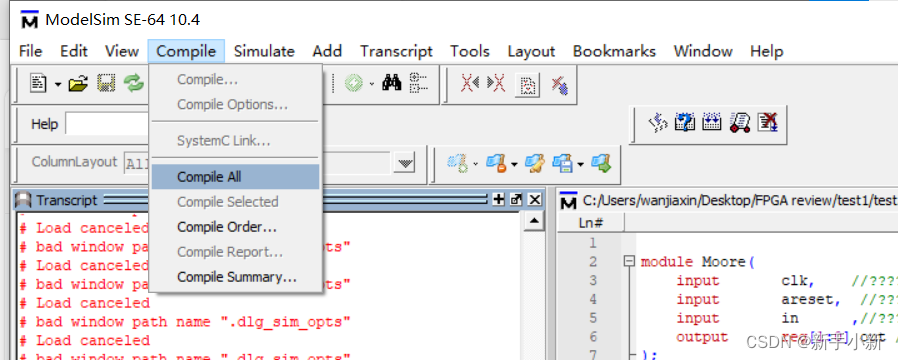 小插曲3——Modesim仿真常见问题_modelsim工程怎么打开-CSDN博客