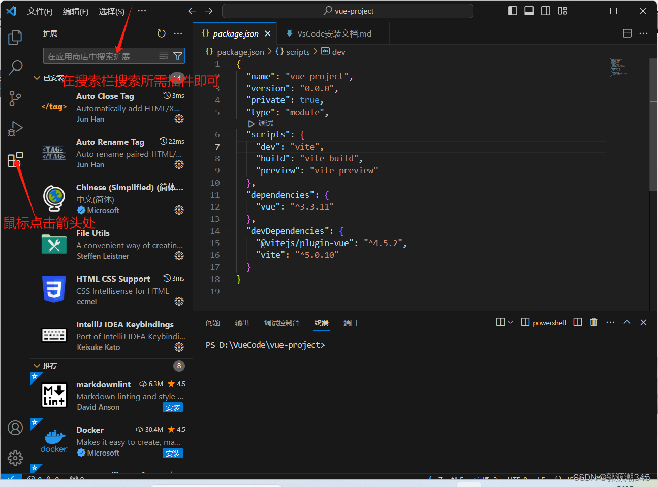 VsCode安装及常用插件下载_vscode插件vue下载-CSDN博客