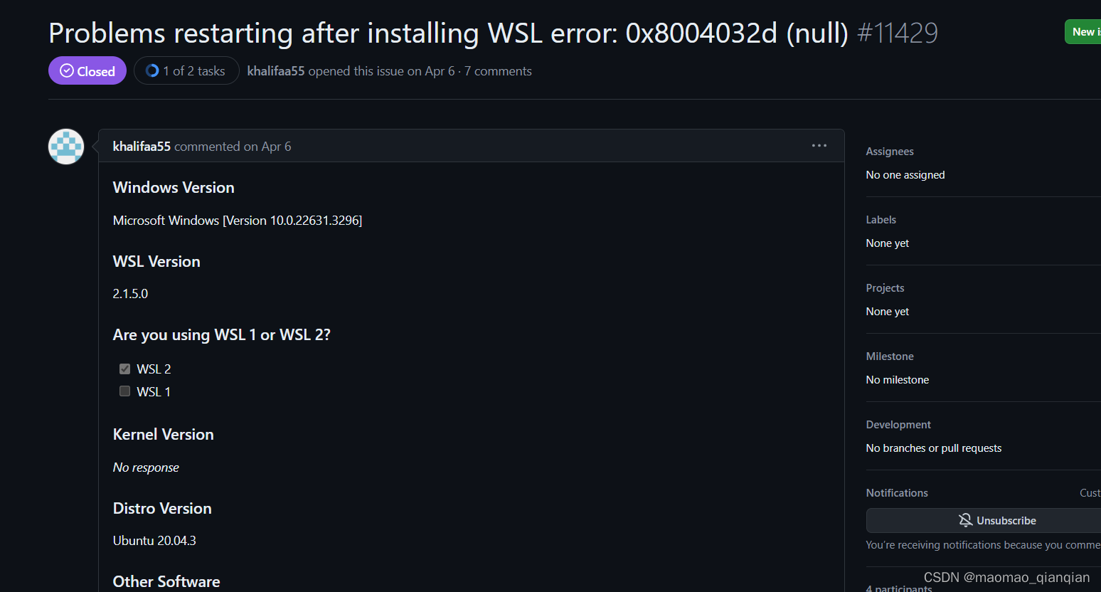 WSL,win11启动“适用于Linux的windows的子系统“多次无法打开，重启电脑时总是卡在96%撤销操作的解决方法_win11为什么启动windows功能勾选适用于linux的 ...