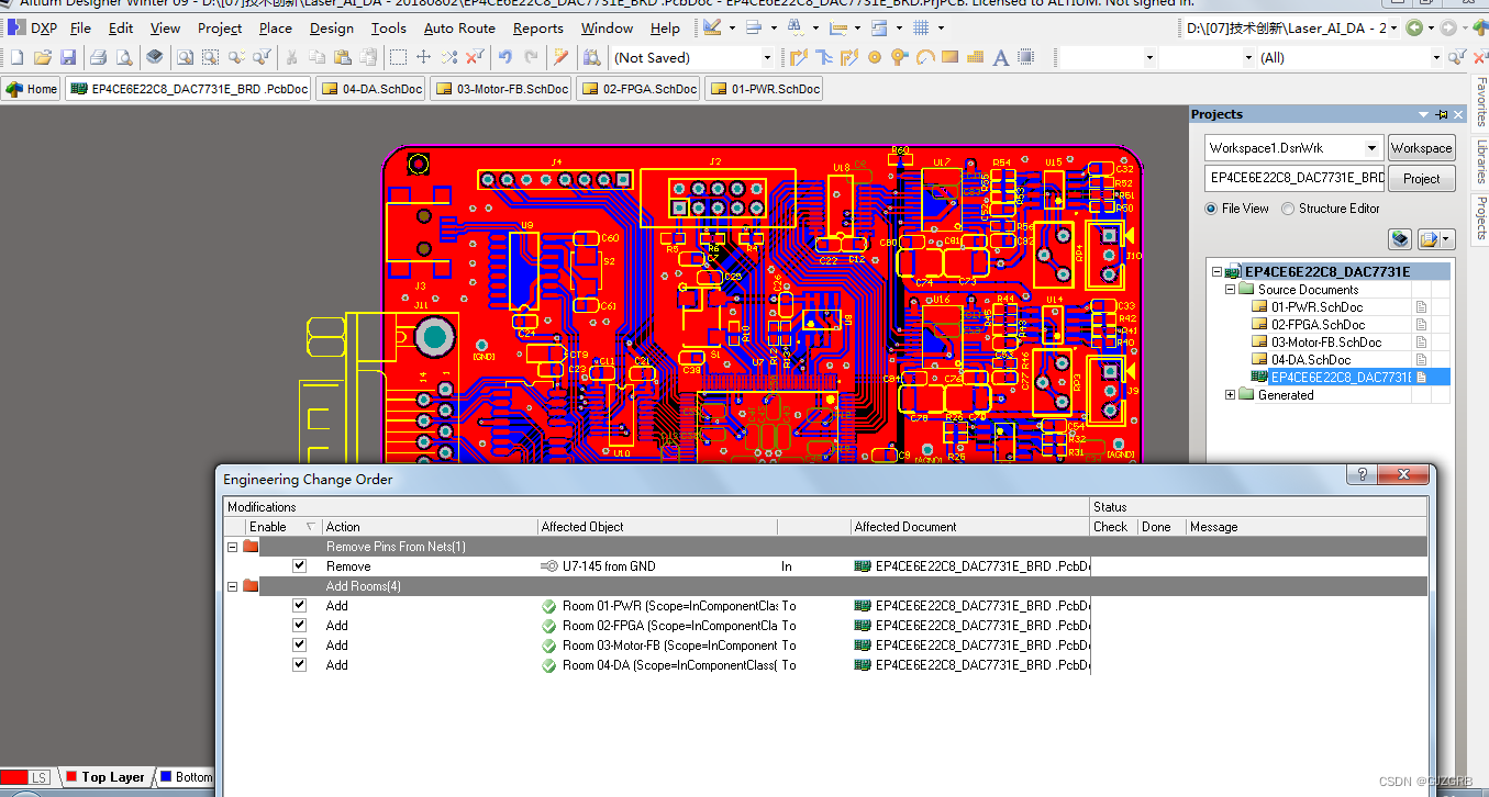 基于cyclone4E FPGA EP4CE6E22C8+DAC7731+CH340G工控板硬件（原理图+PCB+BOM）工程文件，AD09设计的工程文件_fpga芯片ep4ce6e22c8 ...