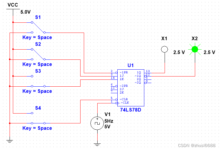 Multisim14.0仿真应用设计（五十二）74LS78 JK触发器应用仿真-CSDN博客