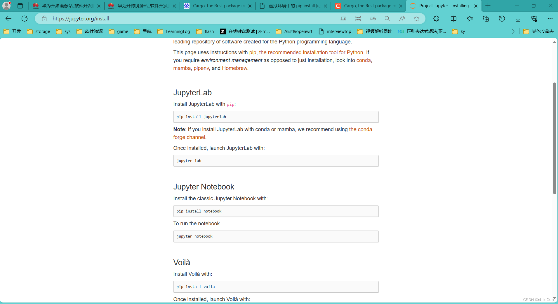 安装Jupyter Notebook or Lab的相关说明_cargo, the rust package manager, is not installed -CSDN博客