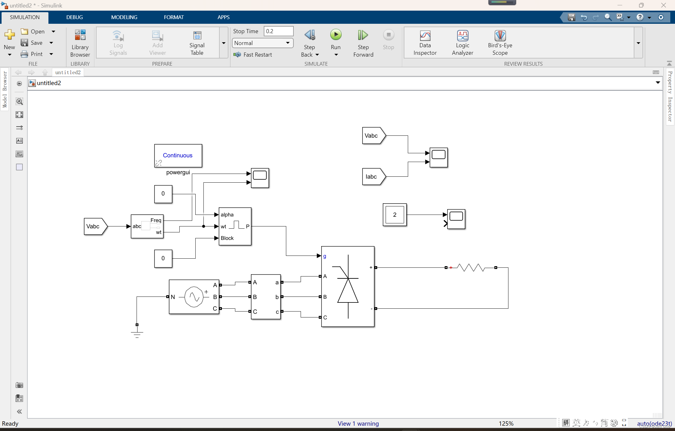 SIMULINK 三相桥式整流电路仿真（三相模块与示波器使用）_simulink整流模块-CSDN博客