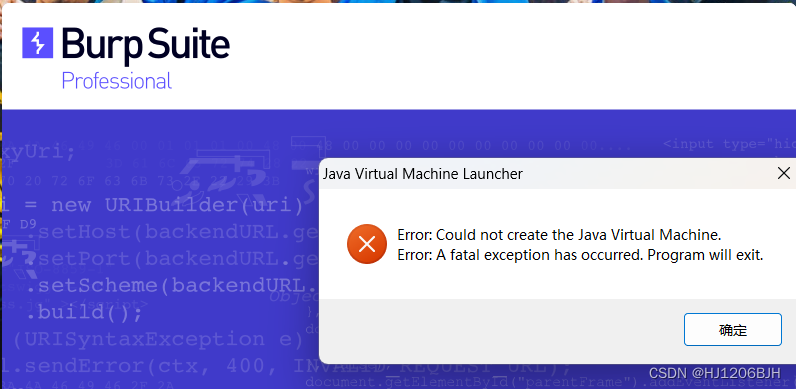 burpsuite安装报错：Error: Could not create the Java Virtual Machine.Error: A fatal exception has ...