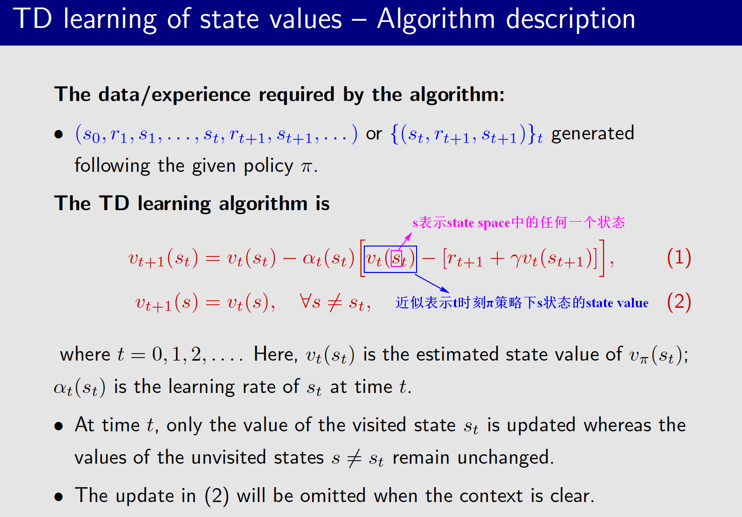 强化学习-赵世钰（七）：TD-＞Sarsa-＞n-step Sarsa（on-line）【Sarsa&MC】【求贝尔曼公式】-＞Q-learning（off-line）【PPT】_sarsa和 ...