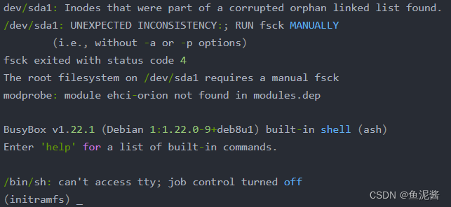 Linux+ubuntu 文件系统修复 dev/sda1: Inodes that were part of a corrupted orphan linked list found.-CSDN博客