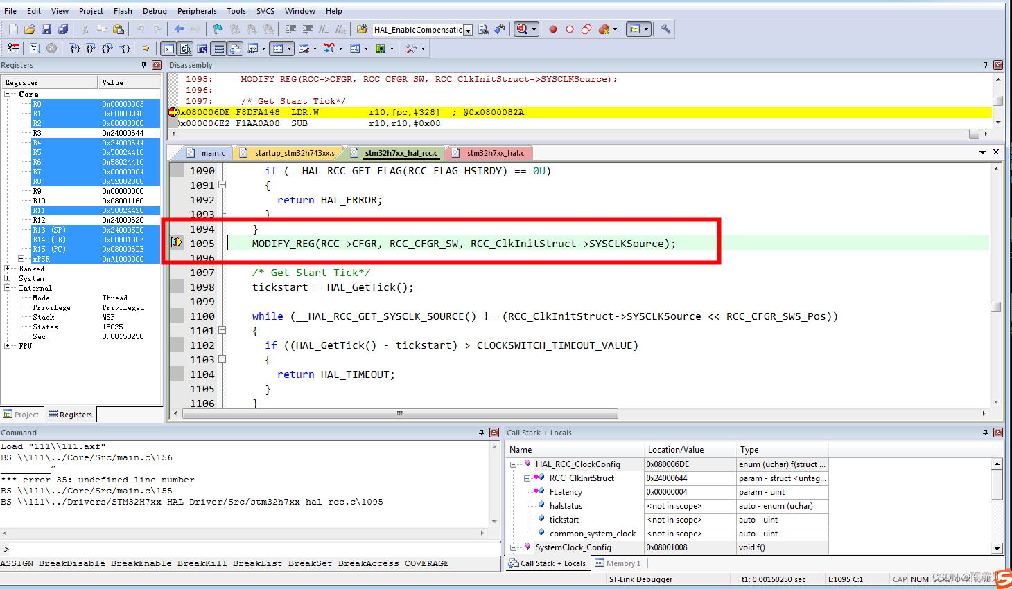 解决STM32H743利用CUBEMX生成工程，连接下载器“CAN not access”问题_stm32 cannot access memory-CSDN博客