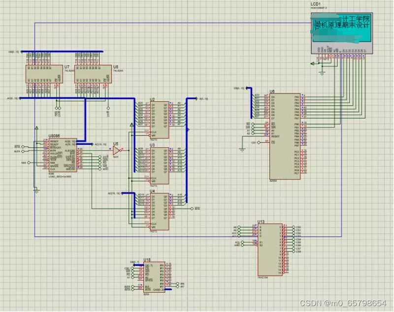 微机原理课程设计十字路口交通灯控制系统8086仿真proteus LCD显示屏 ROMRAM存储器_proteus8086外接rom-CSDN博客