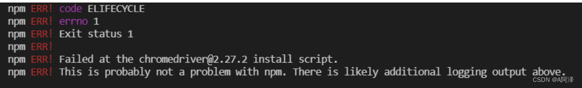 npm install报错记录：Failed at the chromedriver@2.27.2 install script._install: info lifecycle ...