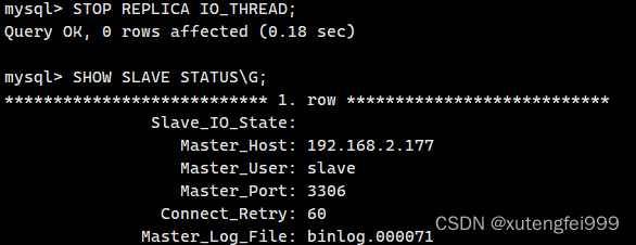 mysql主从复制报错ERROR 3021 (HY000): This operation cannot be performed with a running replica io ...