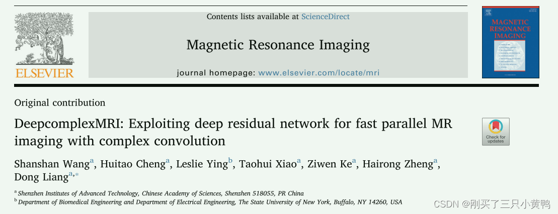 DeepcomplexMRI: Exploiting deep residual network for fast parallel MR imaging with complex ...