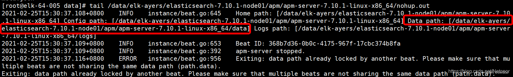 ELK入门——解决：Data path already locked by another beat.Please make sure that multiple beats not ...
