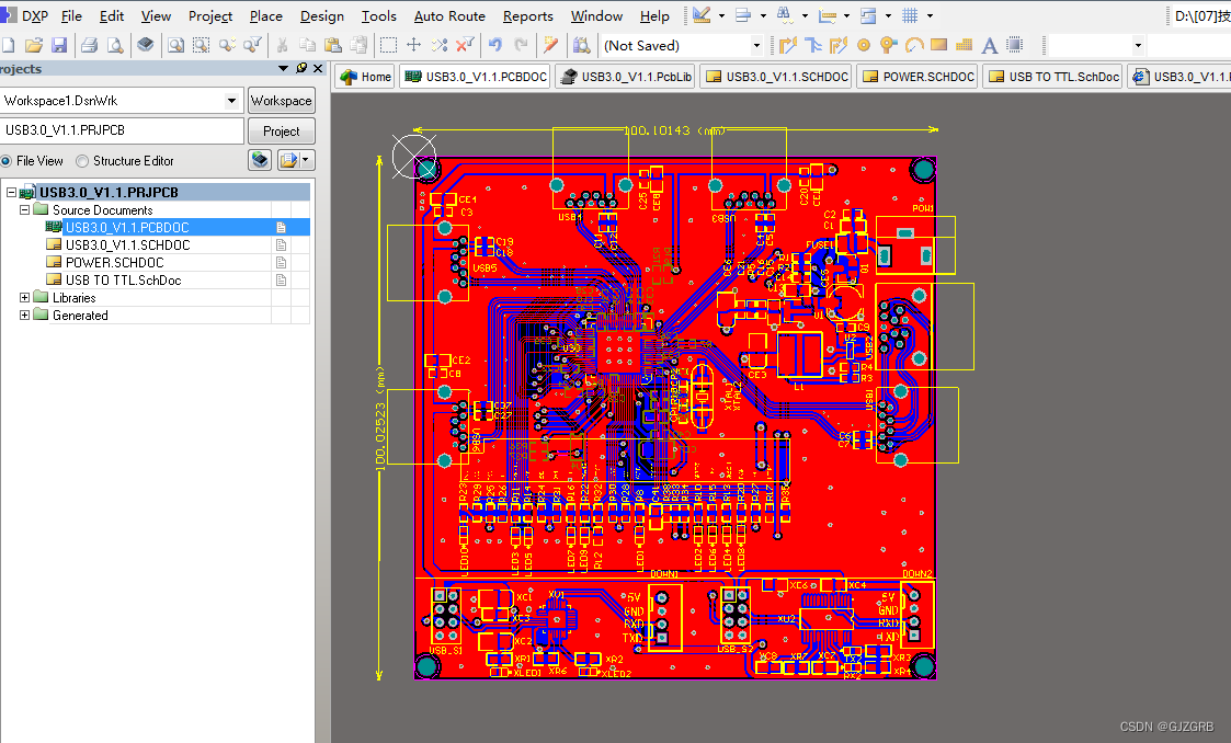 基于GL3520芯片设计 USB3.0 USB HUB 评估板硬件（原理图+PCB+封装库）文件，AD09设计的工程文件_gl3523 layout-CSDN博客